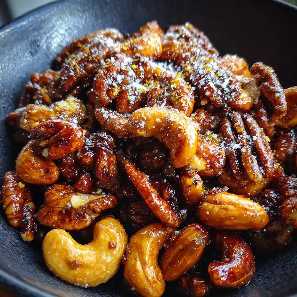 honey roasted nuts recipe with a fragrant Orange Blossom & Cardamom Glaze