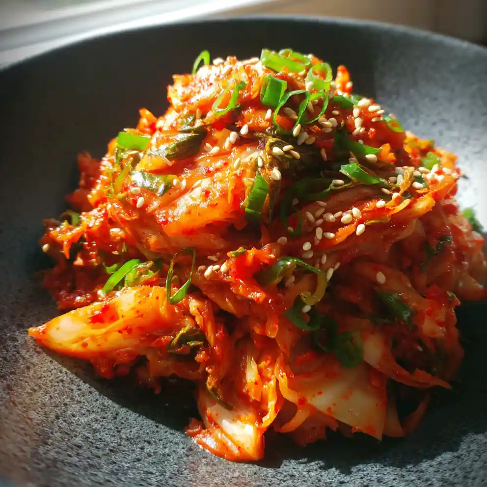 quick kimchi recipe with Glossy Roasted Garlic & Sesame Gochugaru Paste