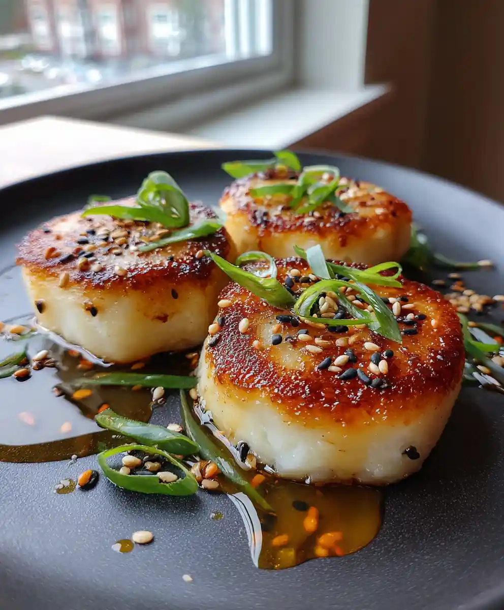 Pan Fried Japanese Potato Mochi with Miso Butter Glaze